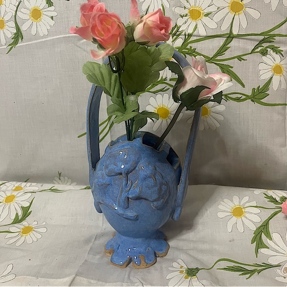 Artisan | Art | Vintage Handmade 8s Rustic Cottagecore Blue Glaze ...